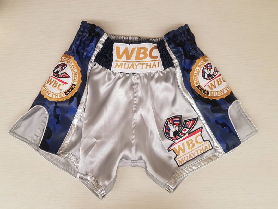 WBC MuayThai Shorts GREY & BLUE – WBCMUAYTHAISHOP